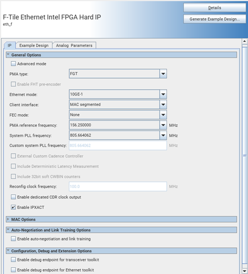 3. F-Tile Ethernet Intel® FPGA Hard IP Parameters