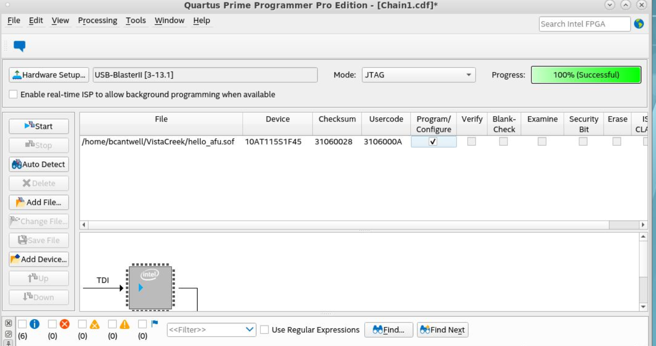 4.5.1.3. Using JTAG to Load the Intel® Arria® 10 *.sof file