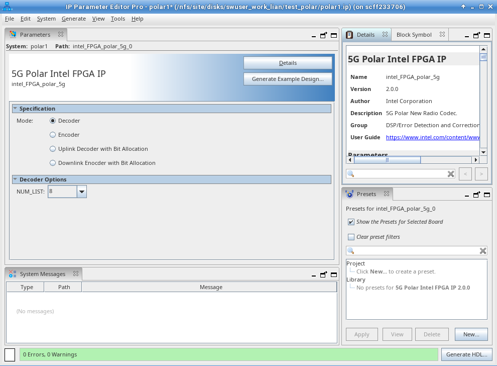 3.2. Generating a 5G Polar IP