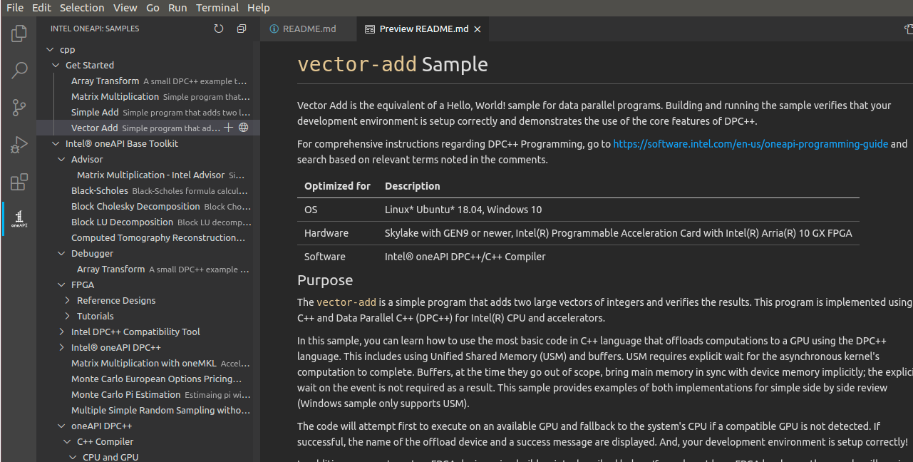 Install the oneAPI Sample Browser Extension