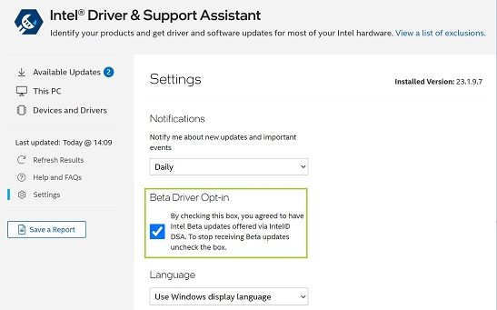 How to Opt-In to Intel® Arc™ Graphics Beta Drivers