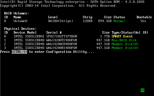 Configuring your Intel® RAID Product in Pre-boot Environment on... Configuring your Intel® RAID Product in Pre-boot Environment on...