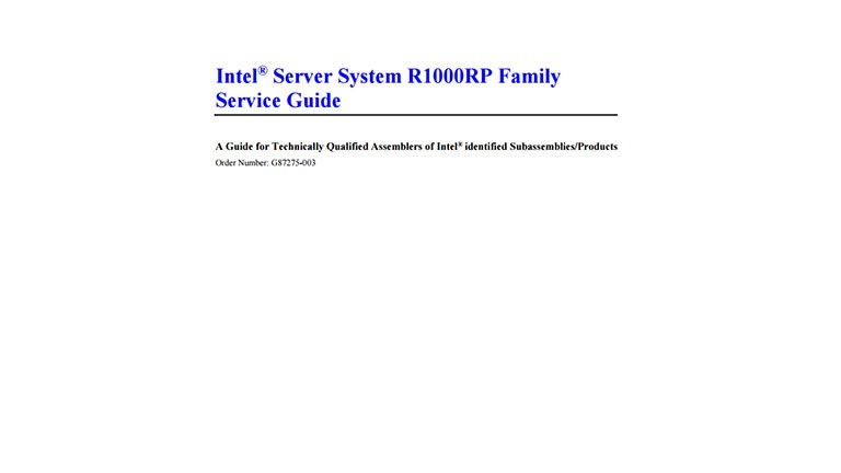 Intel® Server System Guide